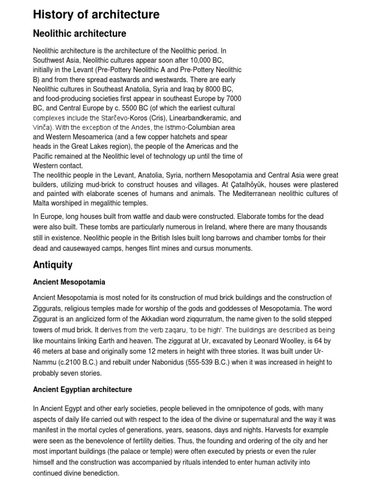 Topic 01. History of Architecture | PDF | Neolithic | Architectural Design