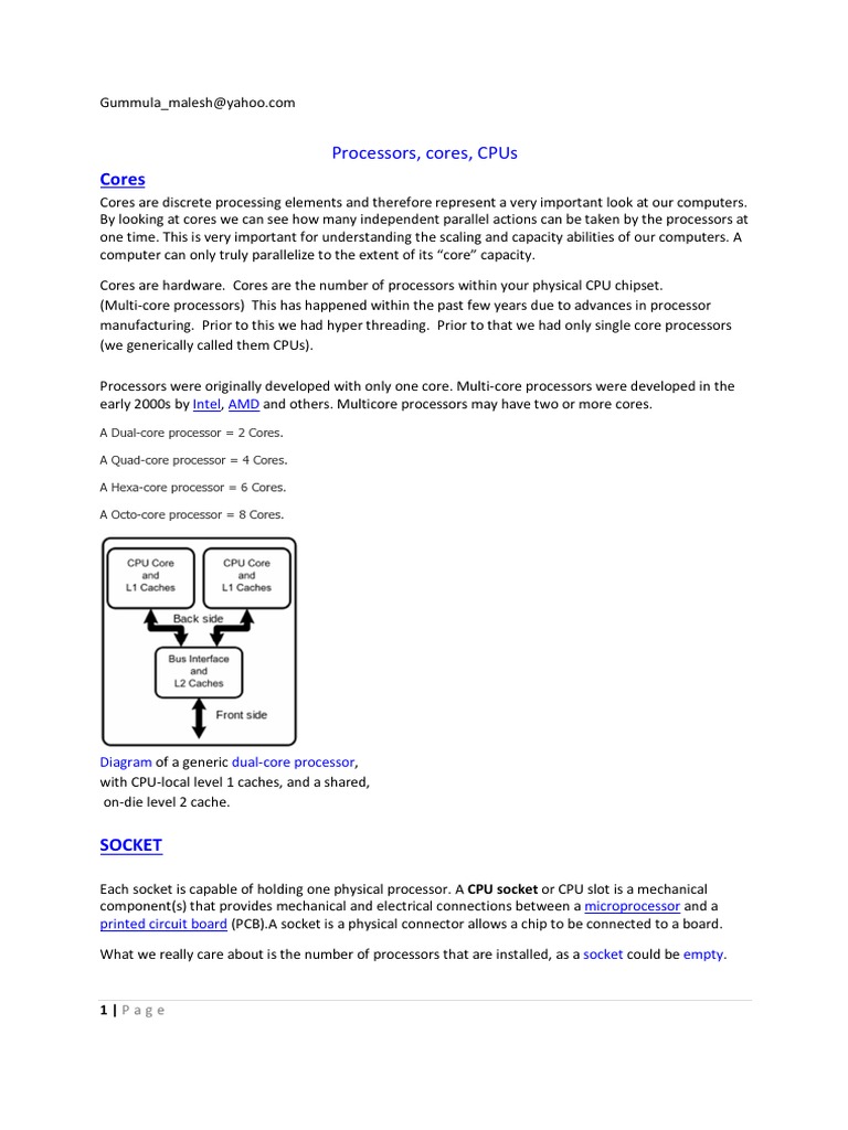 Understanding Processors, Cores, CPUs and Sockets on Solaris, Linux and SunFire Systems | PDF ...