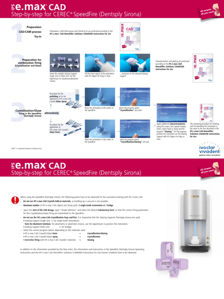IPS E-Max CAD For CEREC SpeedFire (Dentsply Sirona) | PDF | Dentistry ...