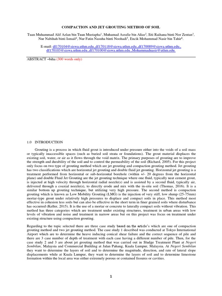 Compaction and Jet Grouting Method of Soil | PDF | Deep Foundation | Soil