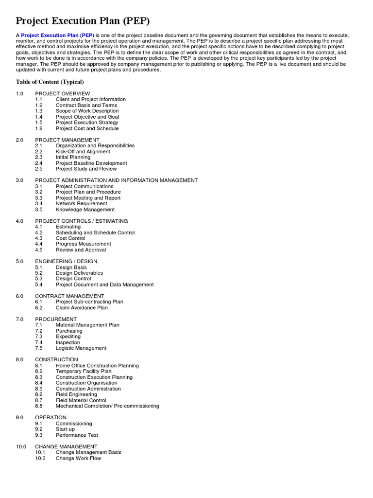 Project Execution Plan | PDF | Business