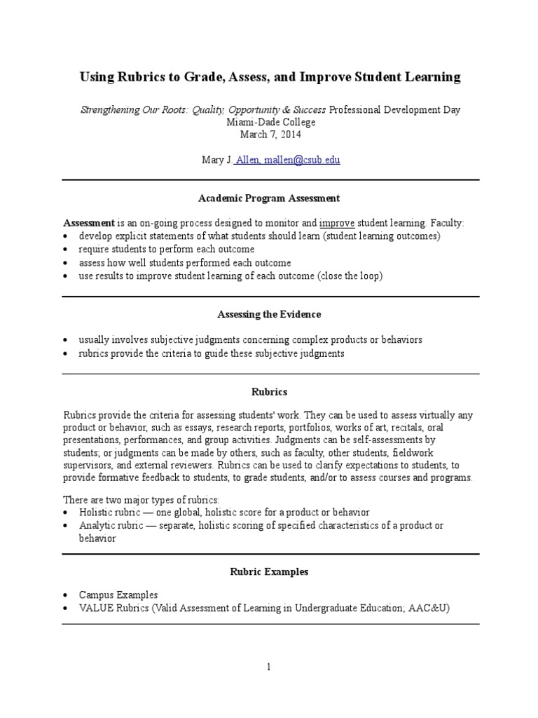 Effective Rubrics for Student Assessment | PDF | Rubric (Academic ...