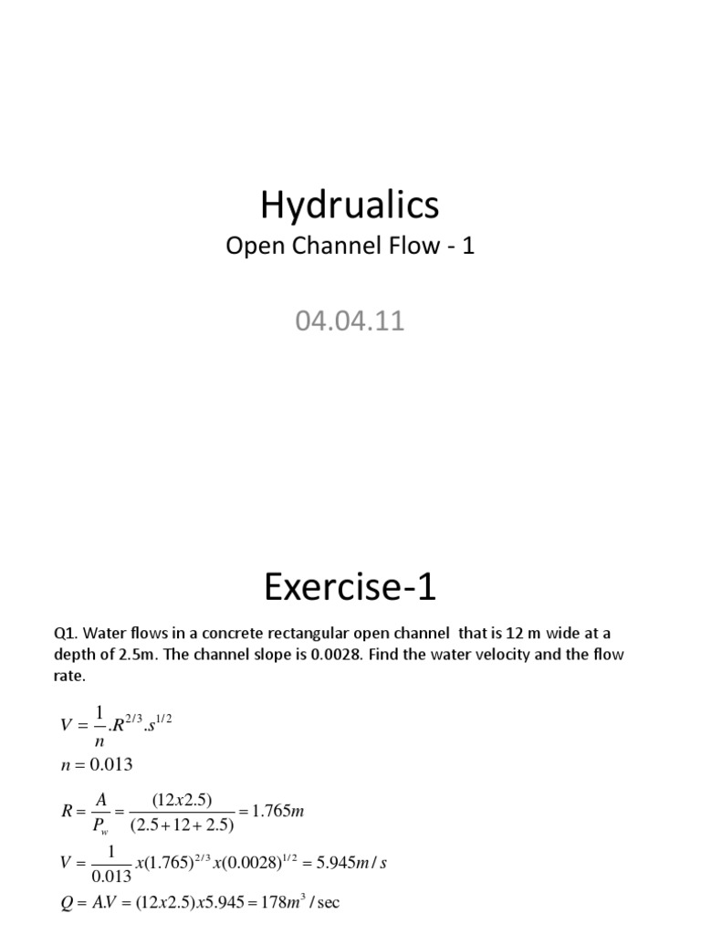Hydrualics: Open Channel Flow - 1 | PDF | Science & Mathematics