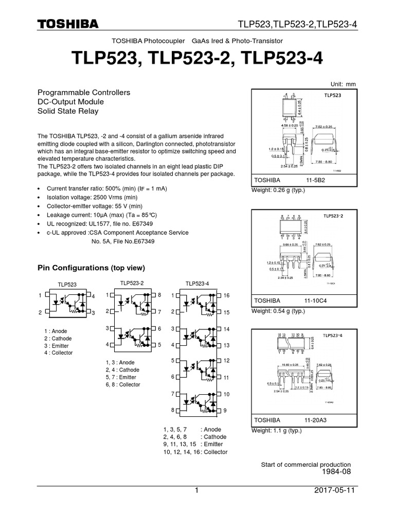 TLP523, TLP523-2, TLP523-4: Programmable Controllers DC-Output Module ...