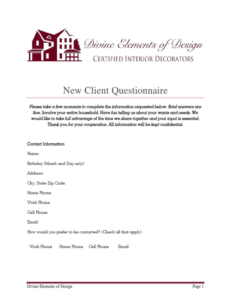 DEOD Questionnaire | PDF | Window | Color