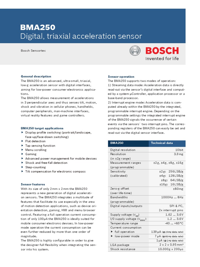 Bosch Sensortech | PDF | Accelerometer | Sensor