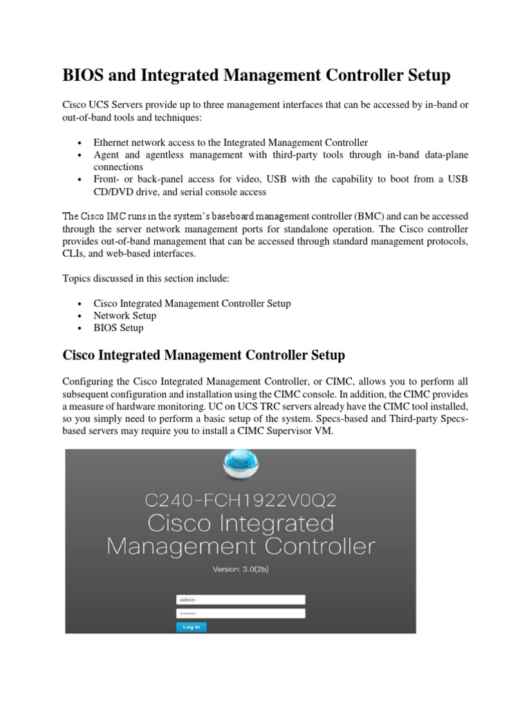 BIOS and Integrated Management Controller Setup | PDF | Central ...