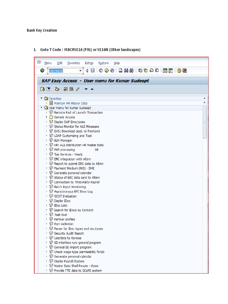 Bank Key Creation | PDF