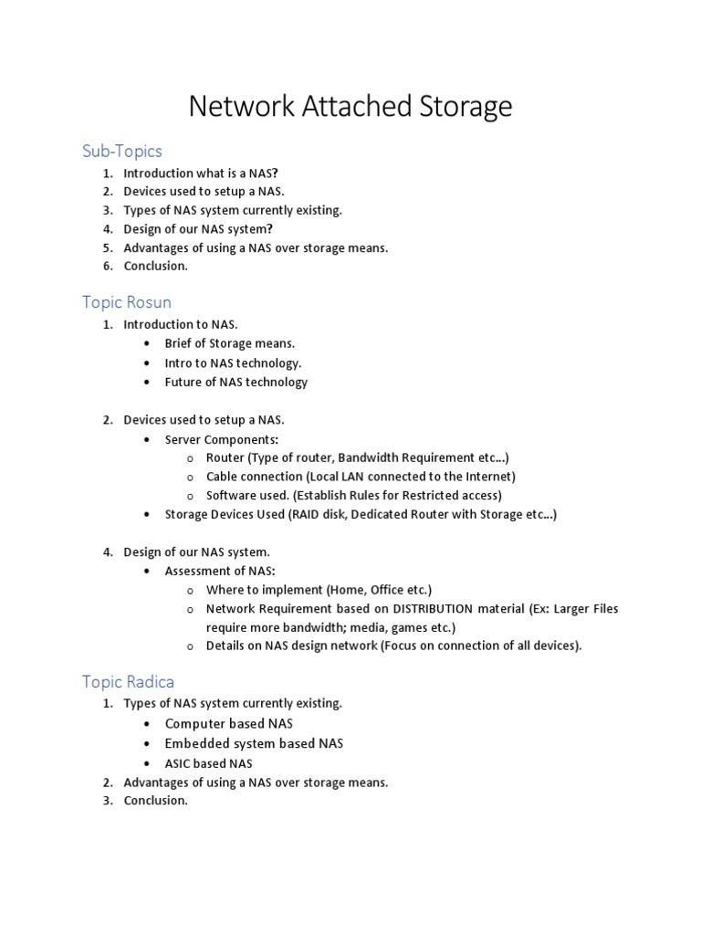 Network Attached Storage: Sub-Topics | PDF