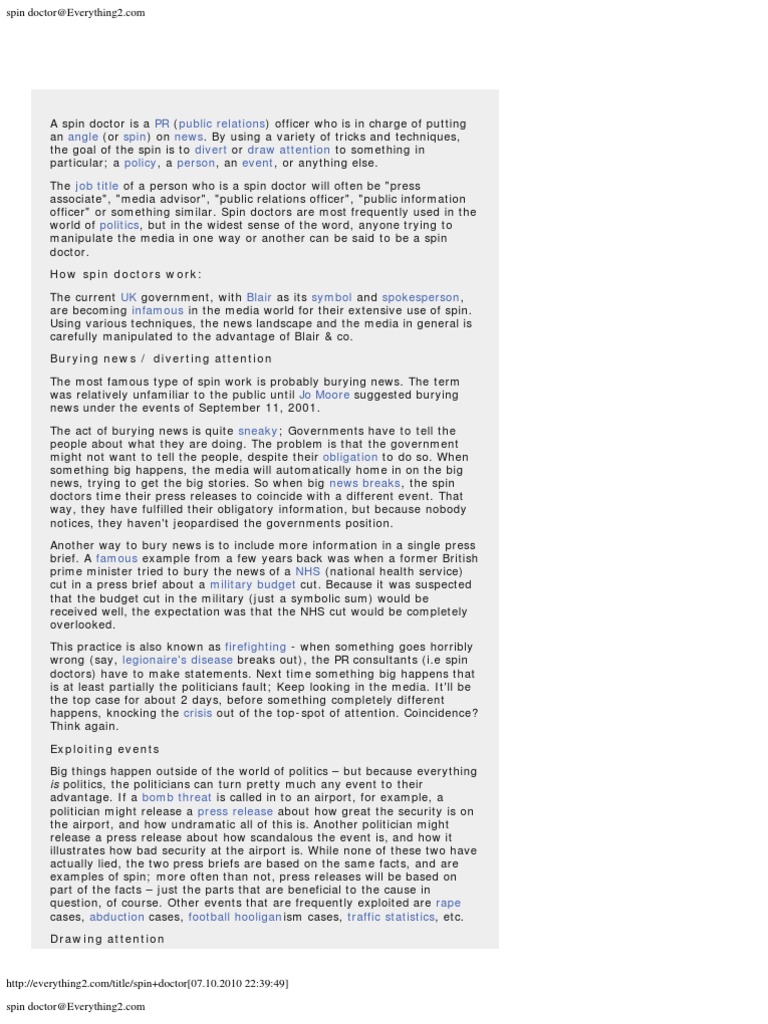 How Spin Doctors Work | PDF | Public Relations | Propaganda