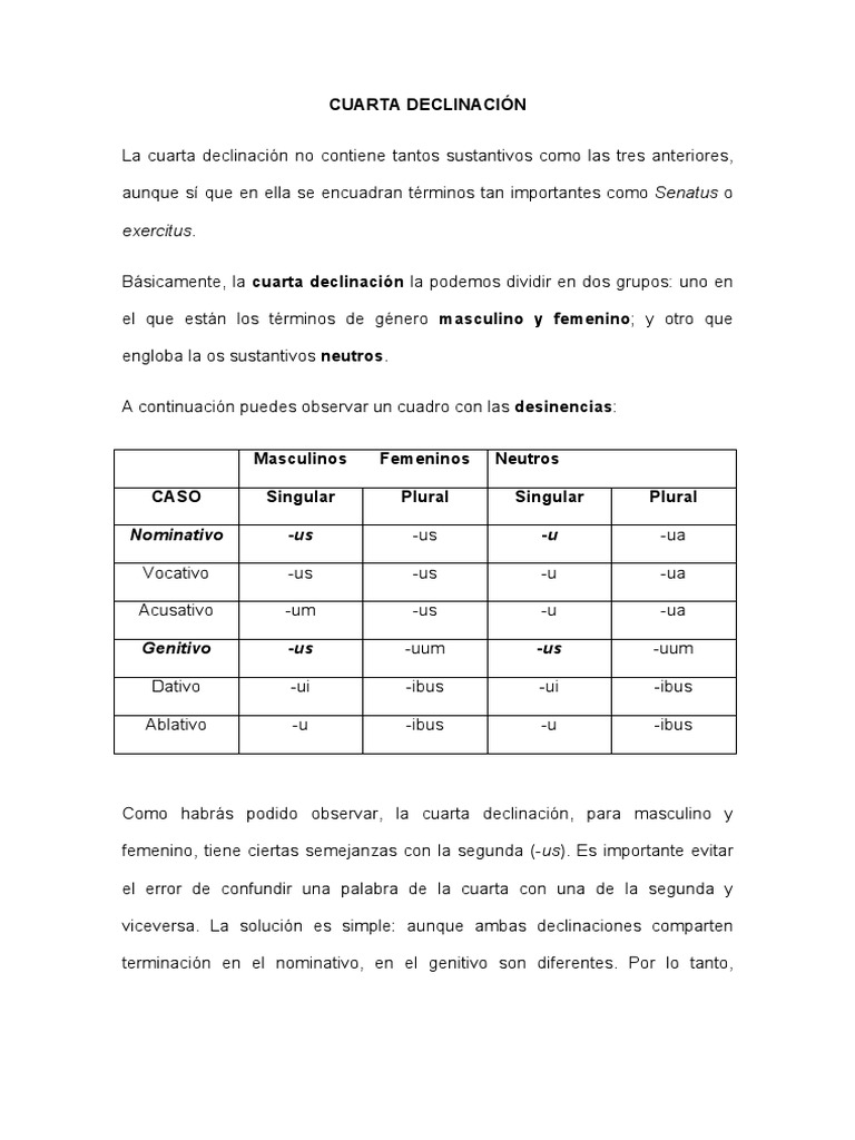 Cuarta Declinación en Latín | PDF