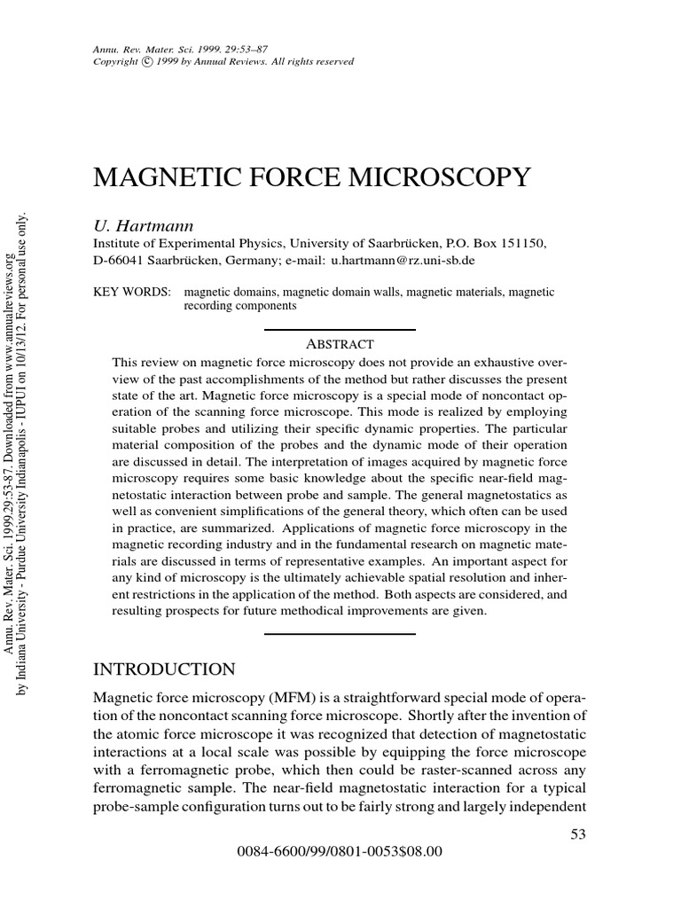 Magnetic Force Micros | PDF | Microscope | Frequency Modulation