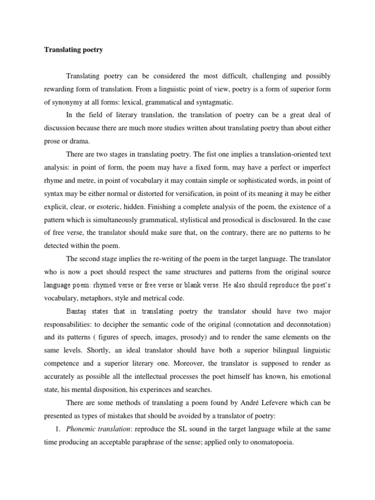 Translating Poetry | PDF | Ballad | Poetry