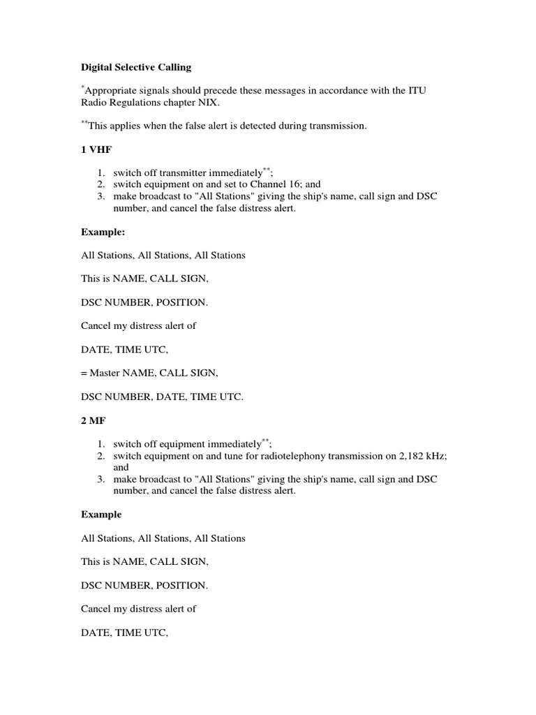 Digital Selective Calling | PDF