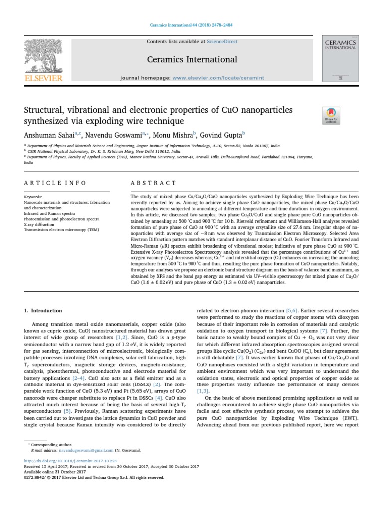 Ceramics International: Anshuman Sahai, Navendu Goswami, Monu Mishra ...