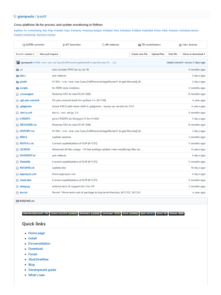PSutil - Cross-Platform Lib For Process and System Monitoring in Python | PDF | Cross Platform ...