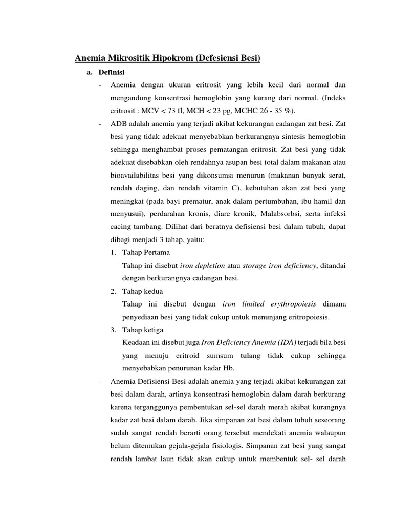 Anemia Mikrositik Hipokrom | PDF