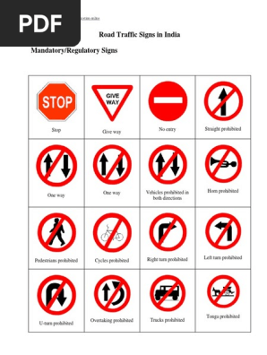 Indian Traffic Signs Chart