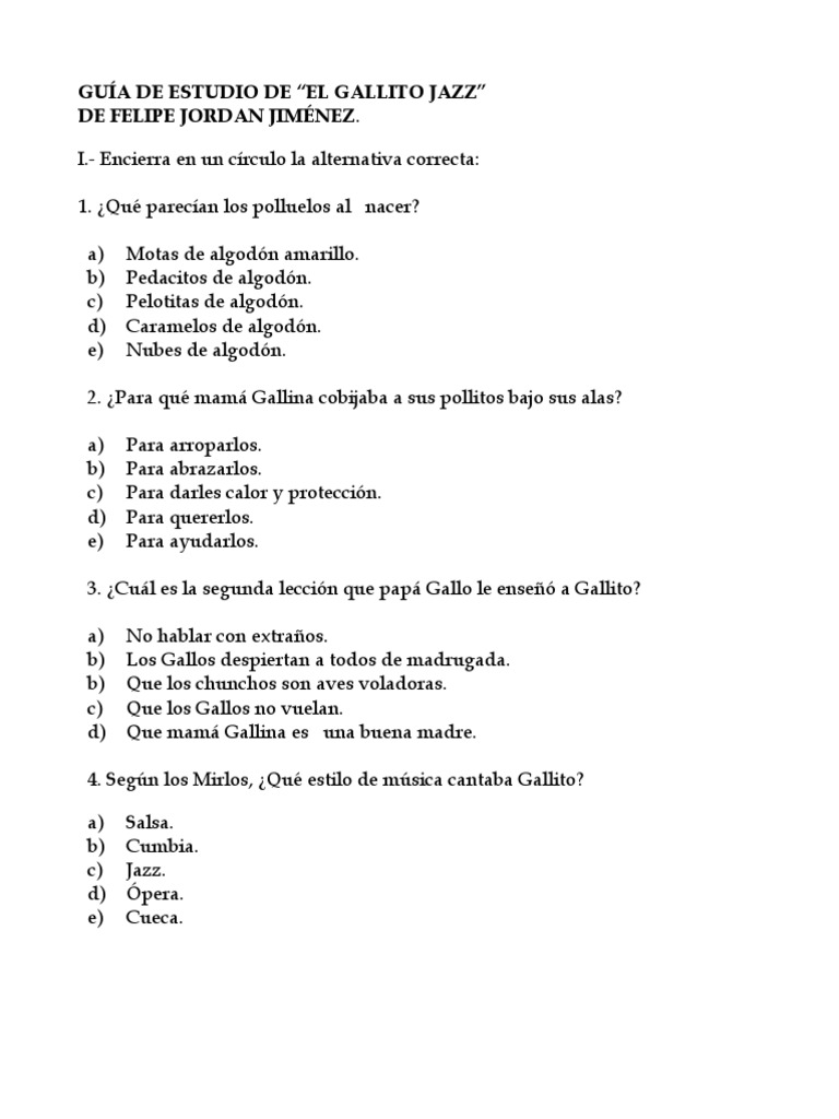 Guia de Estudio Del Gallito Jazz | PDF | Pollo