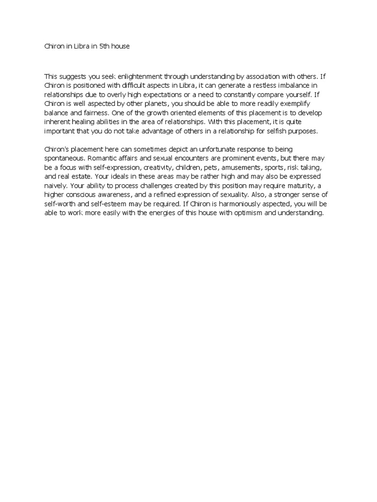 Chiron in Libra in 5th House | PDF