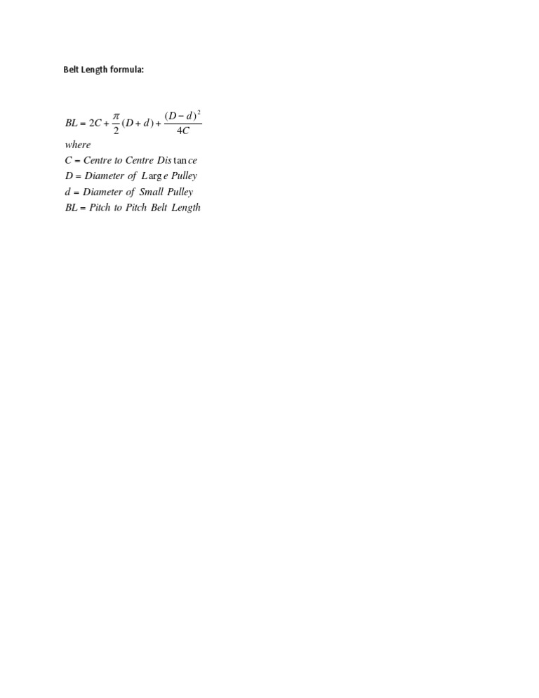 Belt Length Calculation Formula | PDF