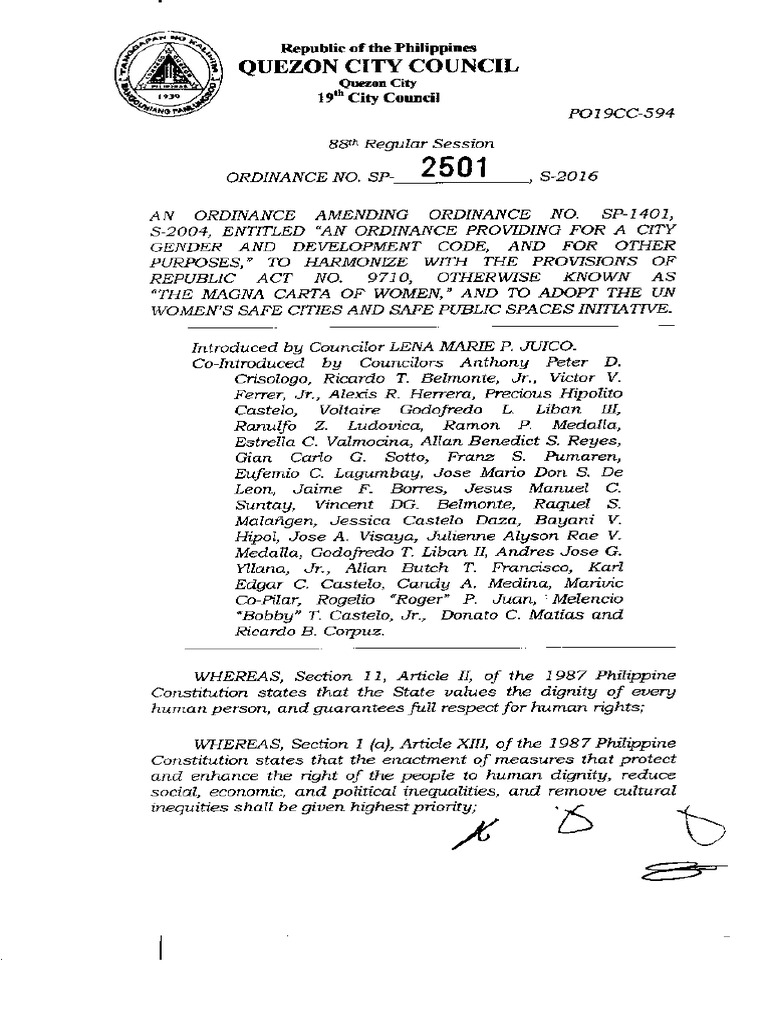 SP 2501, S 2016 1QC Ordinance | PDF