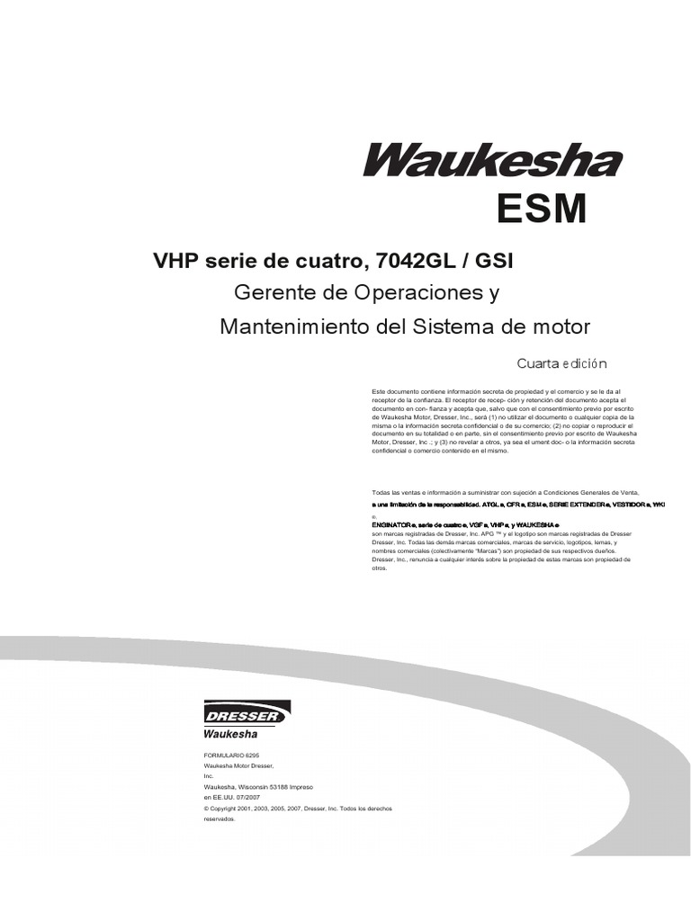 1 - Manual de Operacion y Mto - Waukesha-Vhp-Esm 60.en - Es PDF | PDF | Solvente | Bienes ...