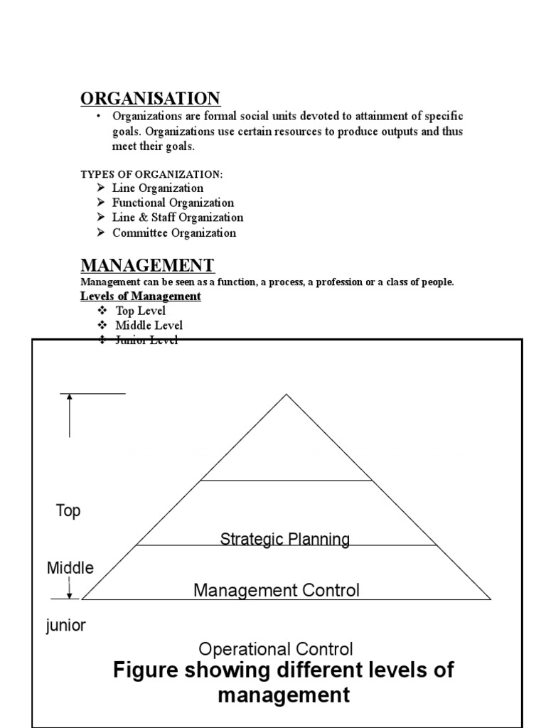 Organisation: Figure Showing Different Levels of Management | PDF ...