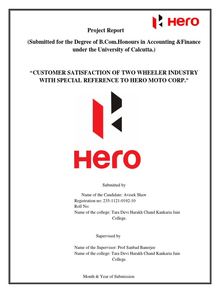 Project Report Hero Moto Corp Autosaved | PDF | Consumer Behaviour ...