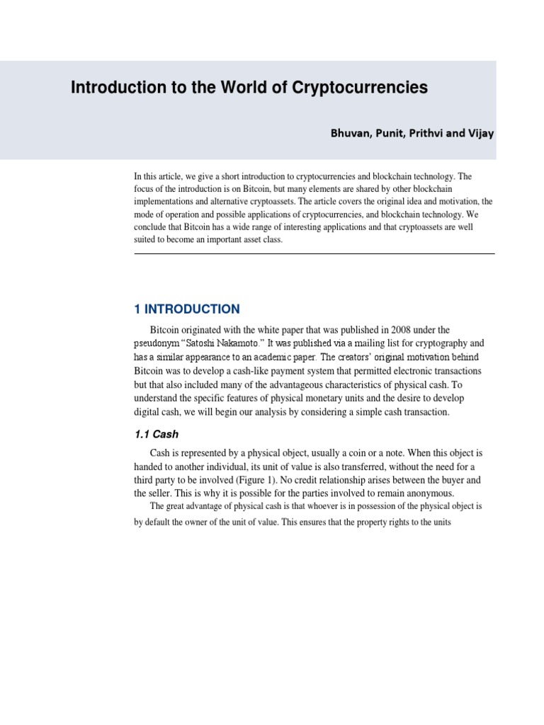 A Short Introduction To The World of Cryptocurrencies | PDF | Bitcoin ...