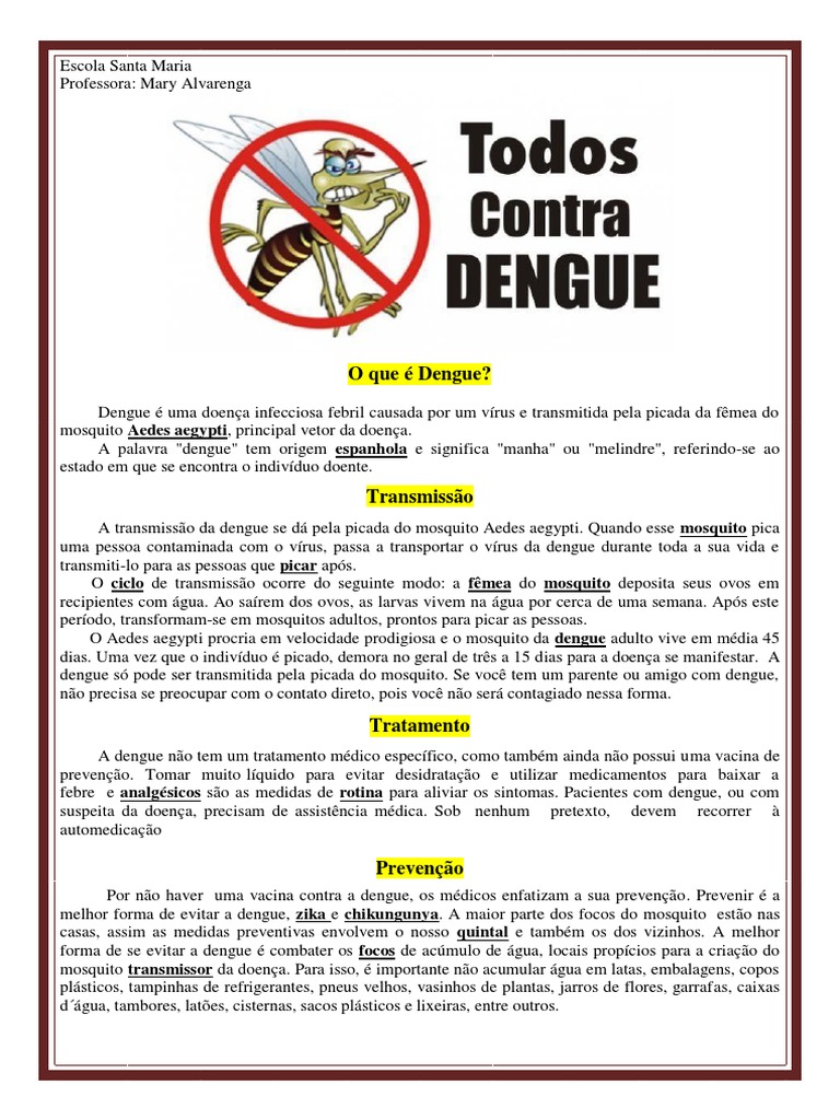 Dengue - Texto e Atividade | PDF | Aedes aegypti | Imunologia