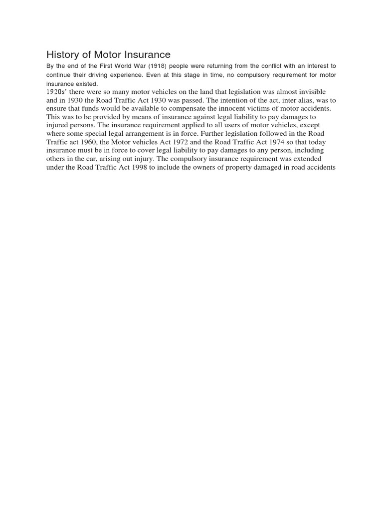 Evolution of Motor Insurance Laws | PDF