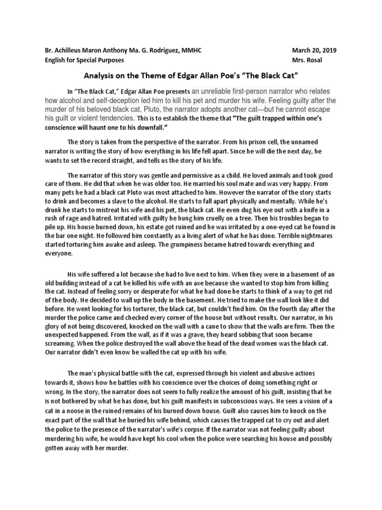 Analysis of The Black Cat | PDF | Narration