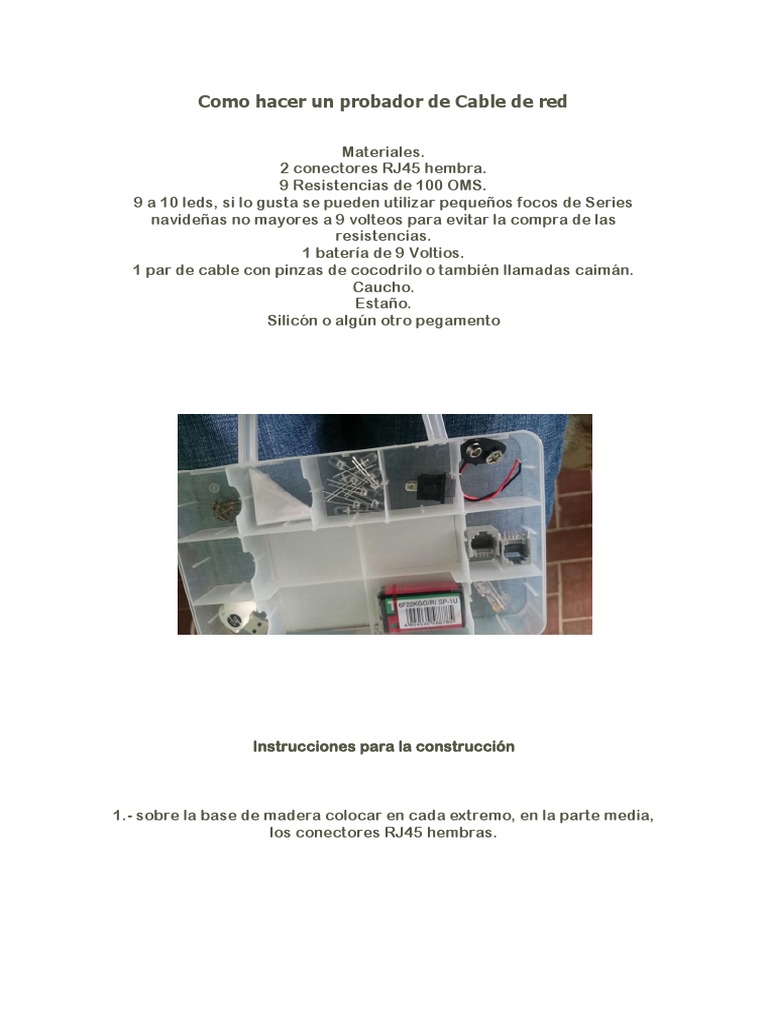 Como Hacer Un Probador de Cable de Red | PDF | Diodo emisor de luz ...