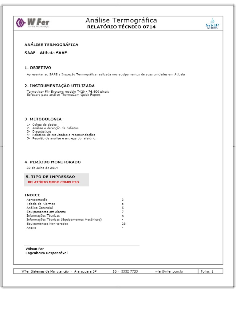 Análise Termográfica RELATÓRIO TÉCNICO PDF | PDF