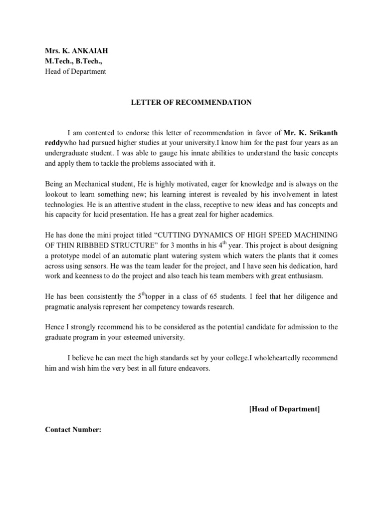 HOD Recommendation Letter Samples | PDF | Computers