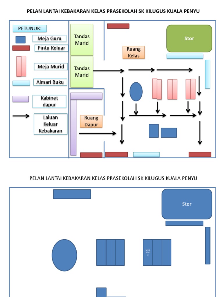 Pelan Kebakaran Kelas Prasekolah SK Kilugus | PDF