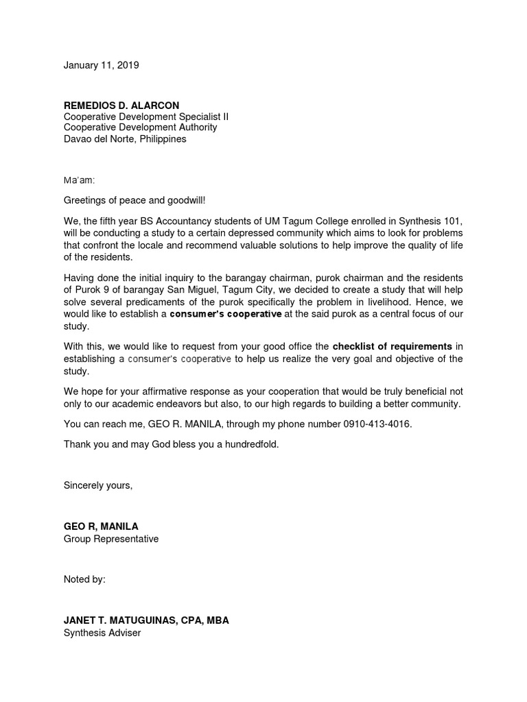 Letter To CDA | PDF