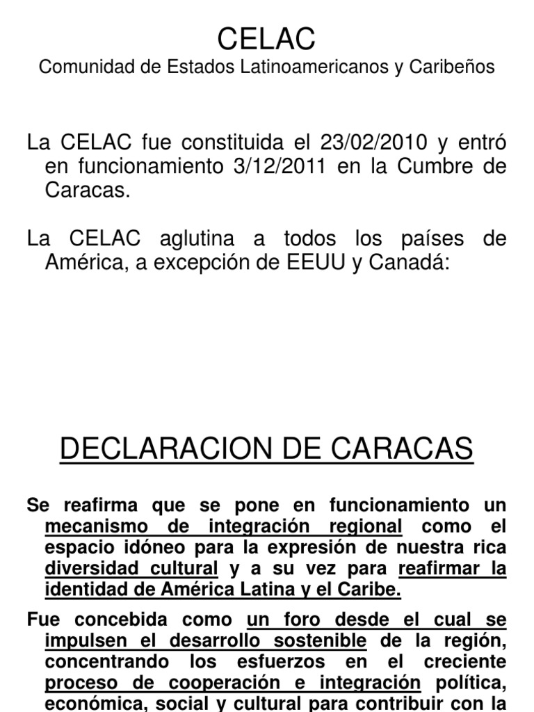 Celac Diapositivas | PDF | America latina | Américas