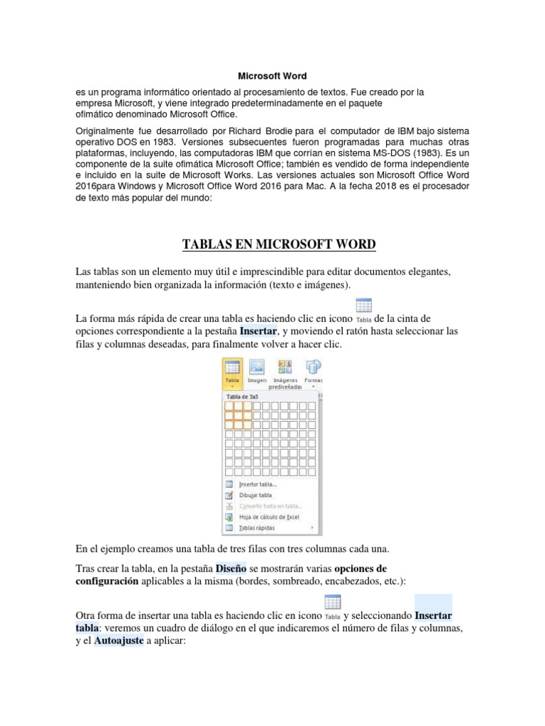 Crear y Formatear Tablas en Microsoft Word | PDF | Microsoft Word ...