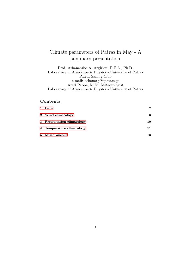 Climate Parameters of Patras in May: A Summary of Wind, Precipitation ...