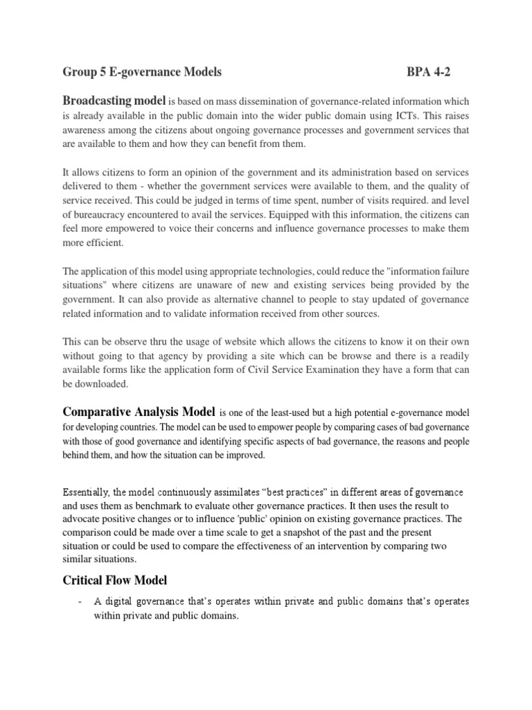 E-Governance Models Overview | PDF | Governance | Government