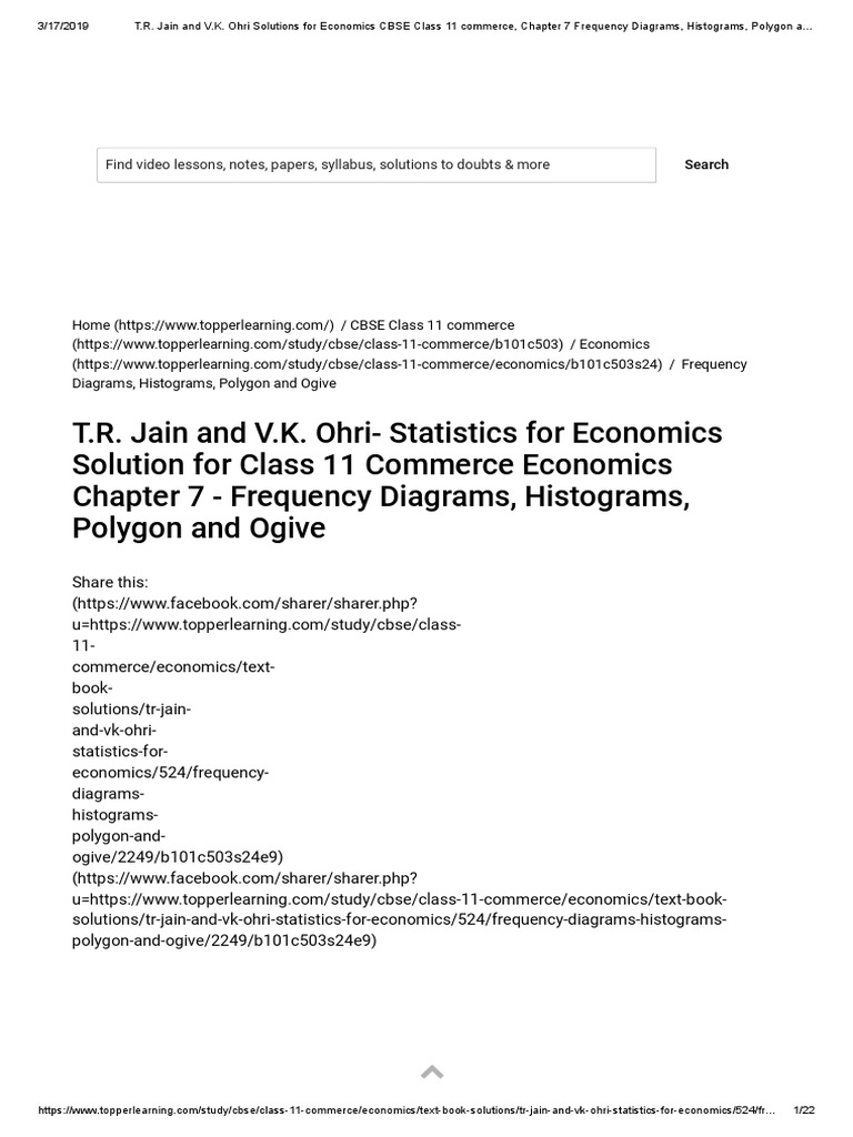 T.R. Jain and V.K. Ohri Solutions For Economics CBSE Class 11 Commerce ...