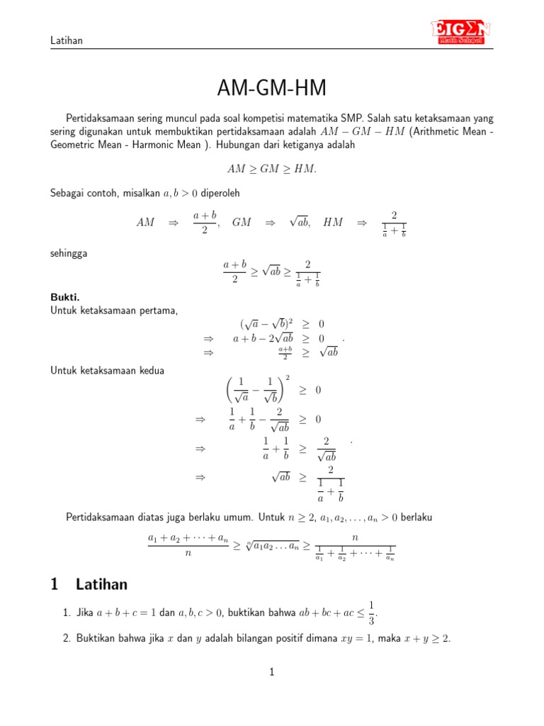 Latihan Pertidaksamaan AM-GM-HM | PDF