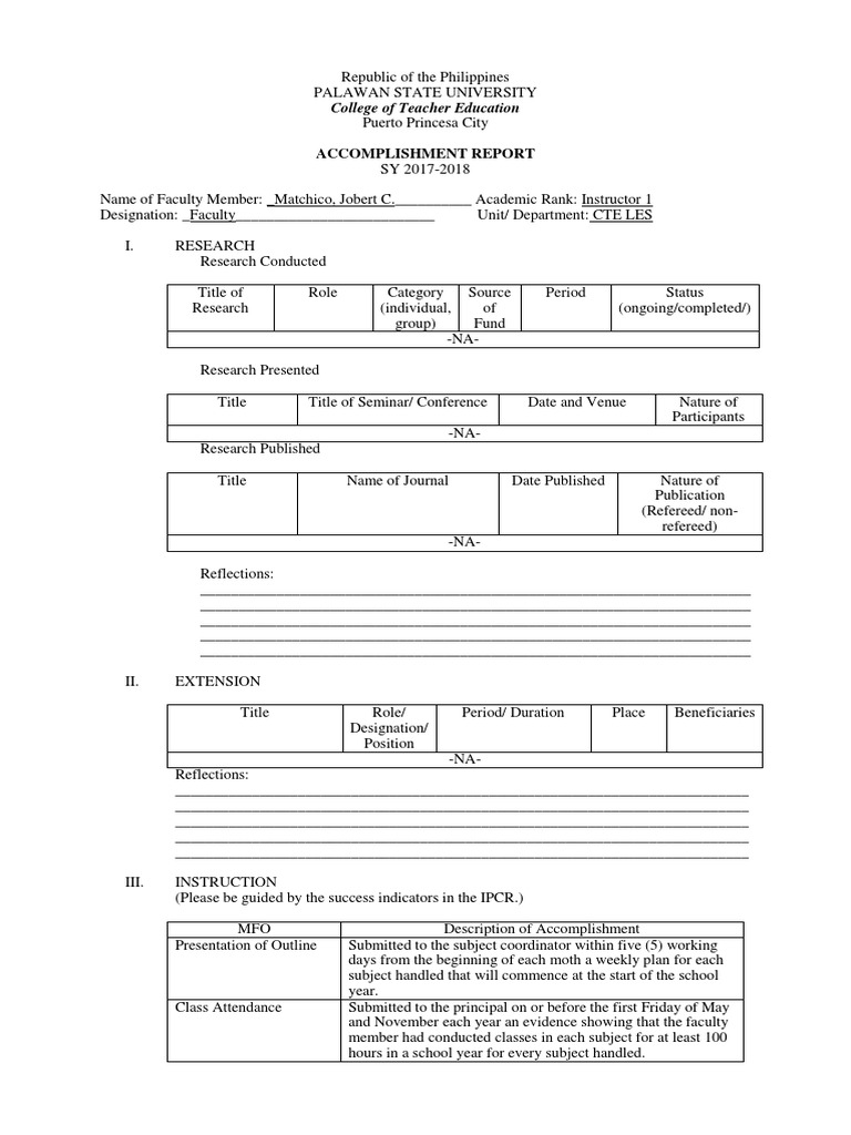 Accomplishment Report: College of Teacher Education | PDF | Teachers ...