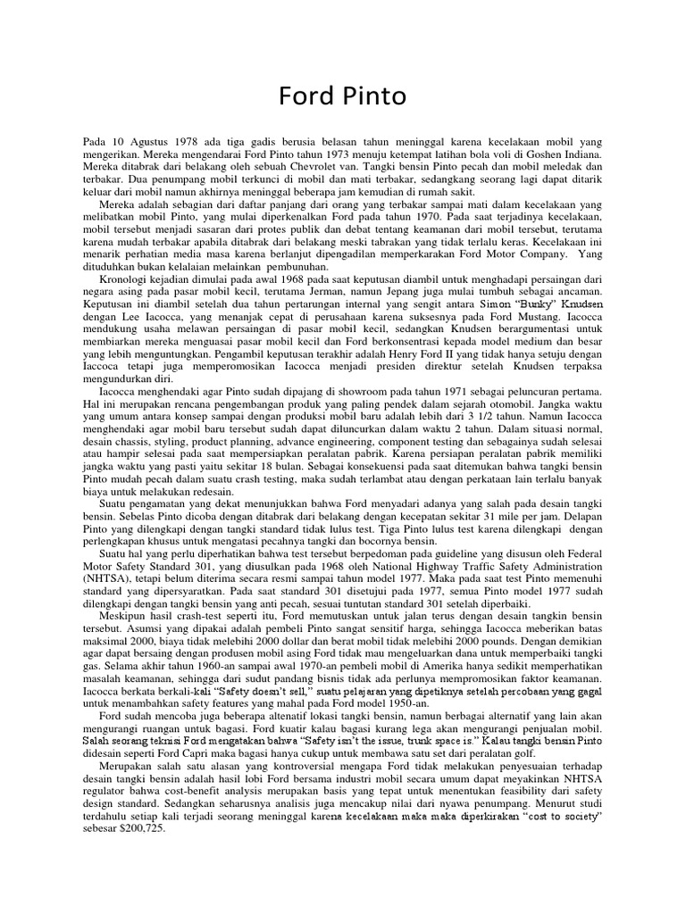 Ford Pinto - Case | PDF