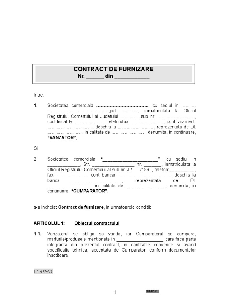 Contract Furnizare Marfa | PDF