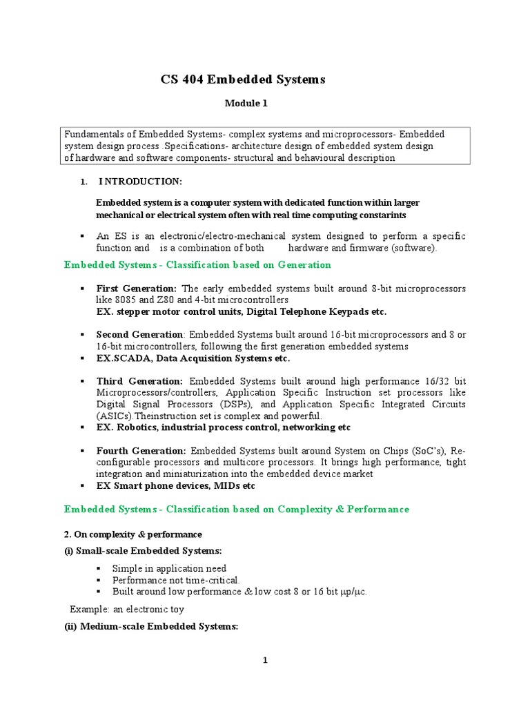 Es Module1 Notes | PDF | Embedded System | Class (Computer Programming)