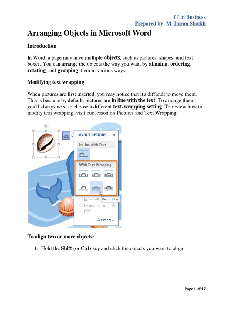Arranging Objects | PDF | Microsoft Word | Software