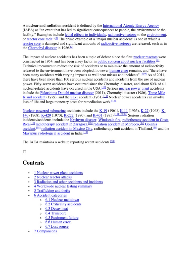 A Comprehensive Review of Nuclear Accidents and Incidents: Causes ...
